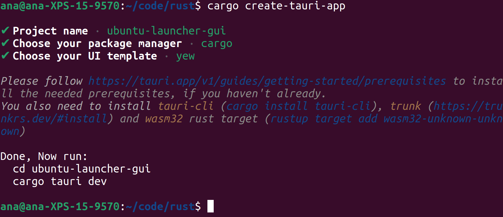 Configure Tauri + Yew getting started project to work!